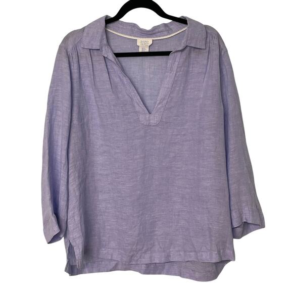 Sigrid Olsen | Tops | Sigrid Olsen Linen Split C Neck Tunic Top Xl ...